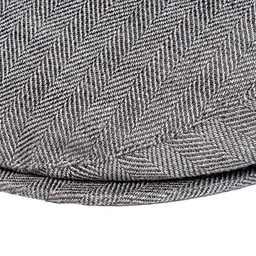 BOTVELA Men Linen Flat Ivy Breathable Summer Newsboy Hat (7 1/4-7 3/8, Herringbone Dark Grey)