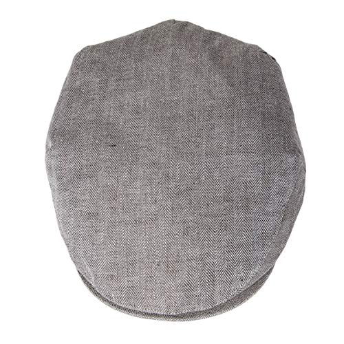 BOTVELA Men Linen Flat Ivy Breathable Summer Newsboy Hat (7 1/4-7 3/8, Herringbone Dark Grey)