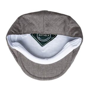 BOTVELA Men Linen Flat Ivy Breathable Summer Newsboy Hat (7 1/4-7 3/8, Herringbone Dark Grey)