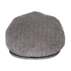 BOTVELA Men Linen Flat Ivy Breathable Summer Newsboy Hat (7 1/4-7 3/8, Herringbone Dark Grey)