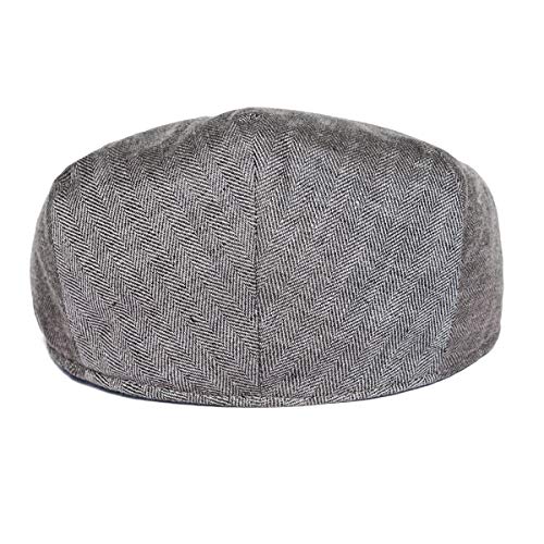 BOTVELA Men Linen Flat Ivy Breathable Summer Newsboy Hat (7 1/4-7 3/8, Herringbone Dark Grey)