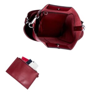 BOSTANTEN Leather Bucket Handbag with Clutch Purse and RFID Blocking Small Bifold Wallet Bundle