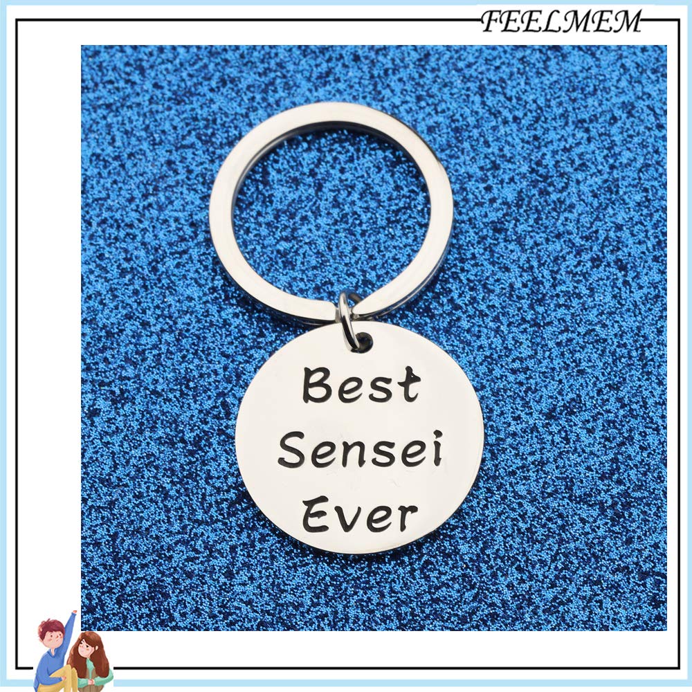 FEELMEM Karate Instructor Sensei Gift Best Sensei Ever Keychain Martial Arts Jewelry Taekwondo Jiu Jitsu Coach Gift