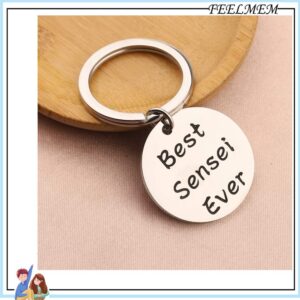 FEELMEM Karate Instructor Sensei Gift Best Sensei Ever Keychain Martial Arts Jewelry Taekwondo Jiu Jitsu Coach Gift