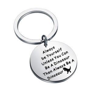 feelmem dinosaur keychain dinosaur gift always be yourself unless you can be a dinosaur jewelry animal spirit gift (silver)