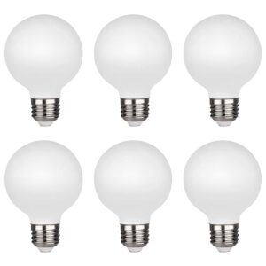 kgc led edison globe light bulbs, warm white 2700k cri 90, led filament light bulb, 5w equivalent to 40w, g25(g80) dimmable led bulbs, milky glass, bathroom vanity mirror, pack of 6