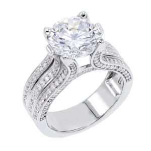 hidden gems jewelry 4.50 carats round cut solitaire engagement ring, sterling silver