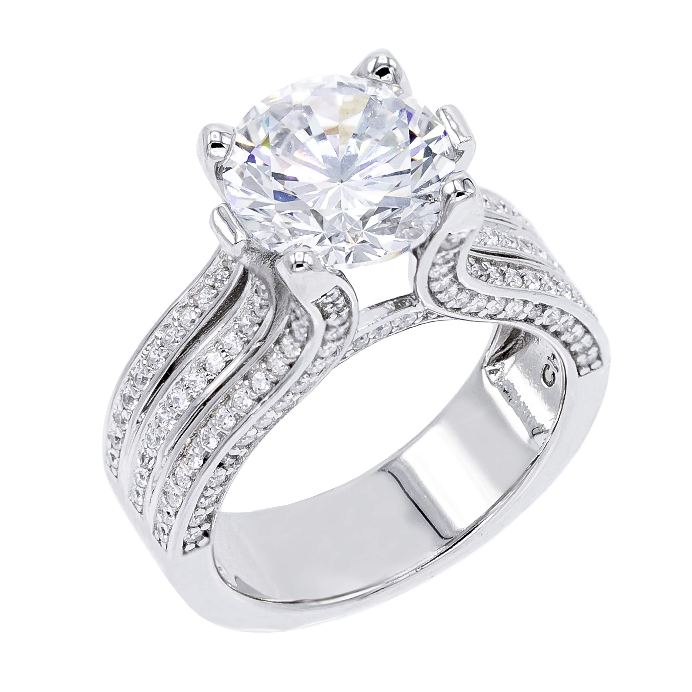 Hidden Gems Jewelry 4.50 carats Round Cut Solitaire Engagement Ring, Sterling Silver