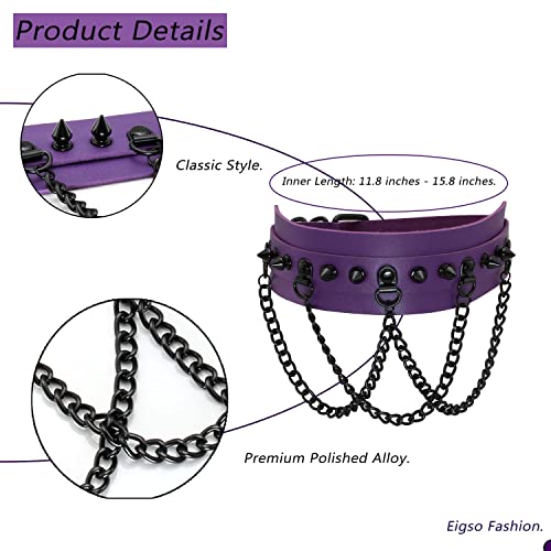 Eigso Punk Leather Choker for Women Men Studded Spikes Gothic Collar Necklace for Woman Man