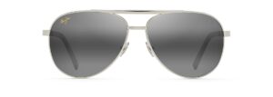 maui jim men's and women's seacliff polarized aviator sunglasses, silver/neutral grey, medium