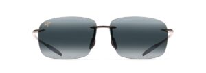 maui jim men's and women's breakwall polarized rimless reading sunglasses, gloss black/neutral grey, medium, +2