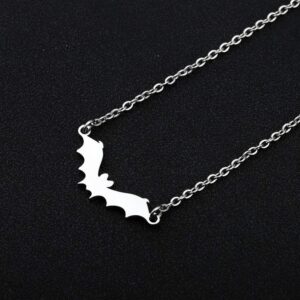 KUIYAI Tiny Bat Charm Necklace Bat Pendant Necklace Vampire Jewelry Halloween Necklace Best Friends Gift (Bat Necklace)