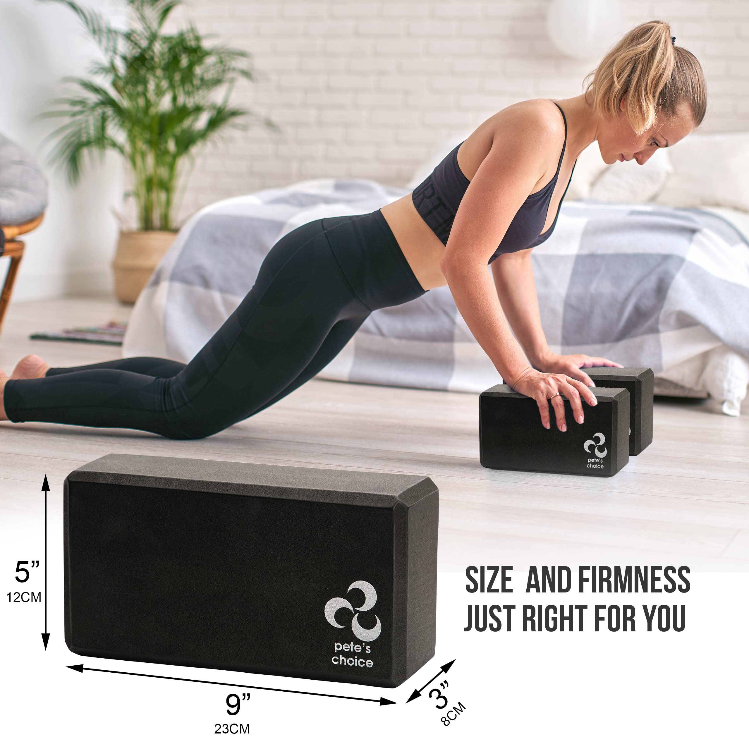 2 Yoga Blocks + 2 Yoga Straps - Yoga Starter Kit for Beginners I Ideal Yoga Gift I Great for Home indoor exercises, Home Yoga