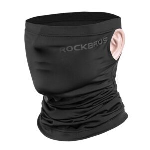 rockbros cooling neck gaiter face mask fishing scarf face cover for men women (black)