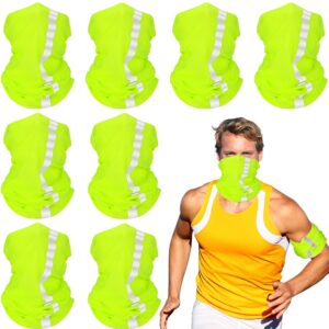 satinior 8 pieces reflective neck gaiter for men cycling balaclava face mask cover bandana capuchas para el sol para hombre fluorescent yellow