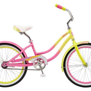 Kulana Lakona Shore Youth Beach Cruiser Bike, 20-Inch Wheels, Single Speed, Pink/Yellow, Model Number: R0901AZ