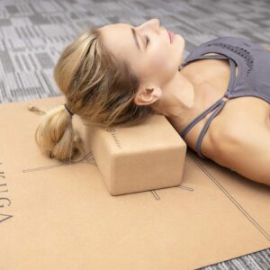 SNAKUGA Cork Yoga Block 2 Pack for Pilates, 9"x6"x4" Non-Slip & High Density Blocks for Meditation, Fitness and Stretching, Supportive and Flexibility Brick for Improve Poses Balance