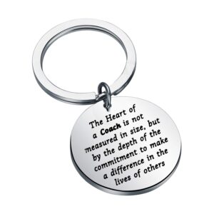 lqri thank you coach keychain coach gift the heart of a coach is not measured in size coach appreciation gift for cheer coach cheerleading swimming basketball baseball coach (sliver)