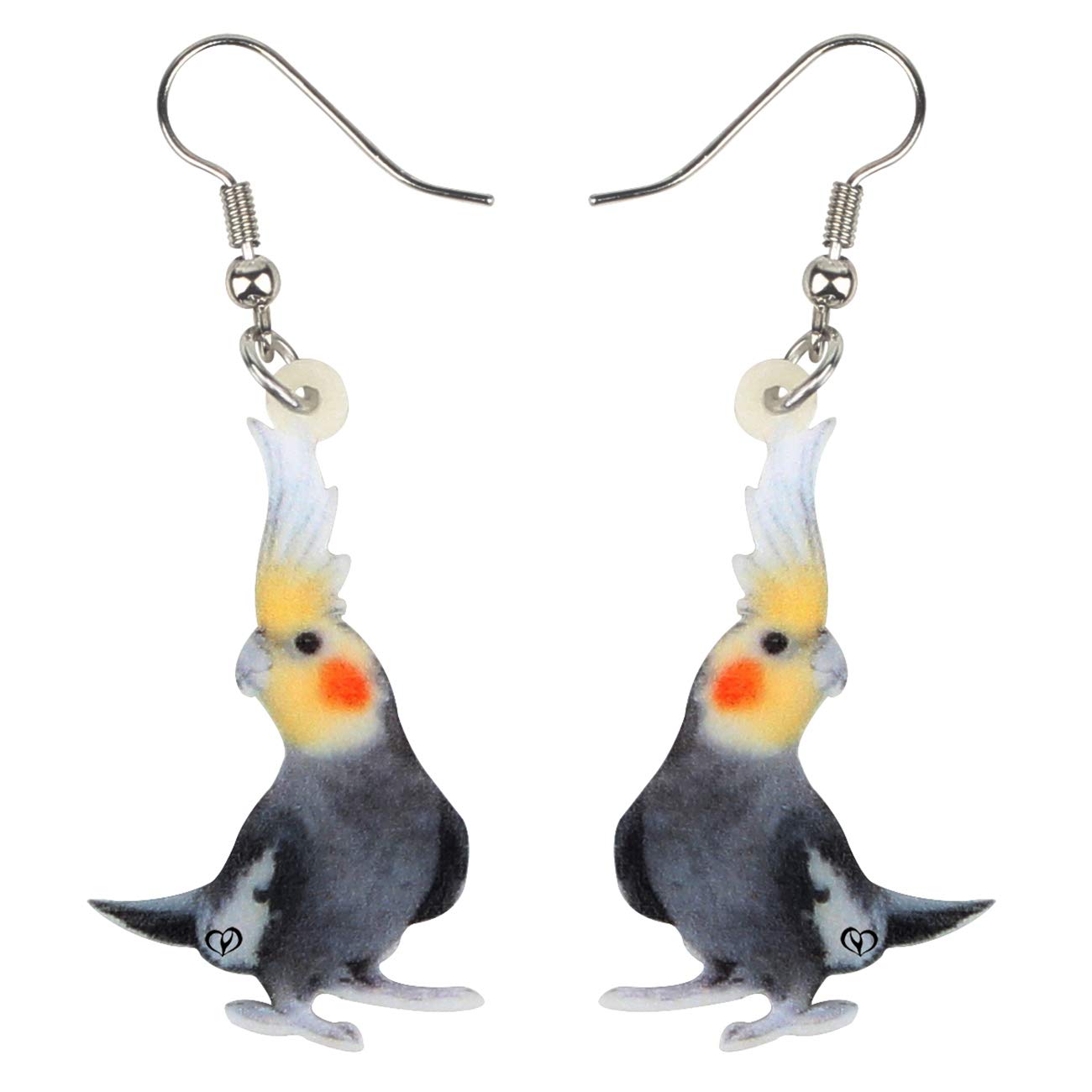 NEWEI Acrylic Cockatiel Parrot Bird Earrings Dangle Drop For Women Ladies Fashion Animal Jewelry Gifts Charm