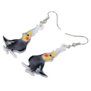 NEWEI Acrylic Cockatiel Parrot Bird Earrings Dangle Drop For Women Ladies Fashion Animal Jewelry Gifts Charm