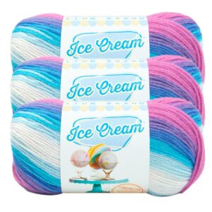 (3 pack) lion brand yarn ice cream baby yarn, moon mist