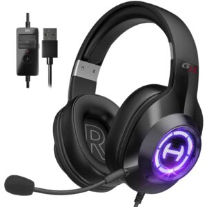 edifier g2ii gaming headset for pc ps4 usb wired gaming headphones with 7.1 surround sound with noise canceling microphone and rgb light 50mm driver compatible with mac desktop pc black