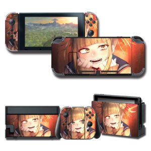 gilgames vinyl skin decals cover for nintendo switch, full set protector wrap game stickers joint protective faceplate red console dock