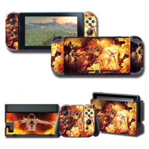 gilgames skin decal for nintendo switch, anime protector wrap protective faceplate full set stickers console dock