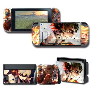 gilgames full set decal for nintendo switch, protector wrap skin protective faceplate stickers console dock