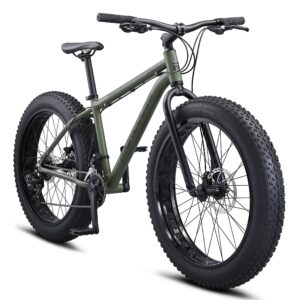 Mongoose Argus Trail Fat Tire Mountain Bike for Adult Men Women, 26-Inch Wheels, Mechanical Disc Brakes, 17-Inch Medium Aluminum Hardtail Frame, 16-Speed, Green