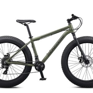 Mongoose Argus Trail Fat Tire Mountain Bike for Adult Men Women, 26-Inch Wheels, Mechanical Disc Brakes, 17-Inch Medium Aluminum Hardtail Frame, 16-Speed, Green