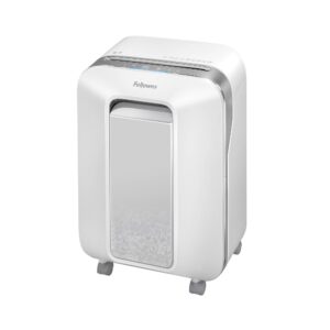 fellowes lx200 p-4 micro-cut paper shredder, jam-proof heavy-duty paper shredder for office, shreds 12 sheets per pass, white