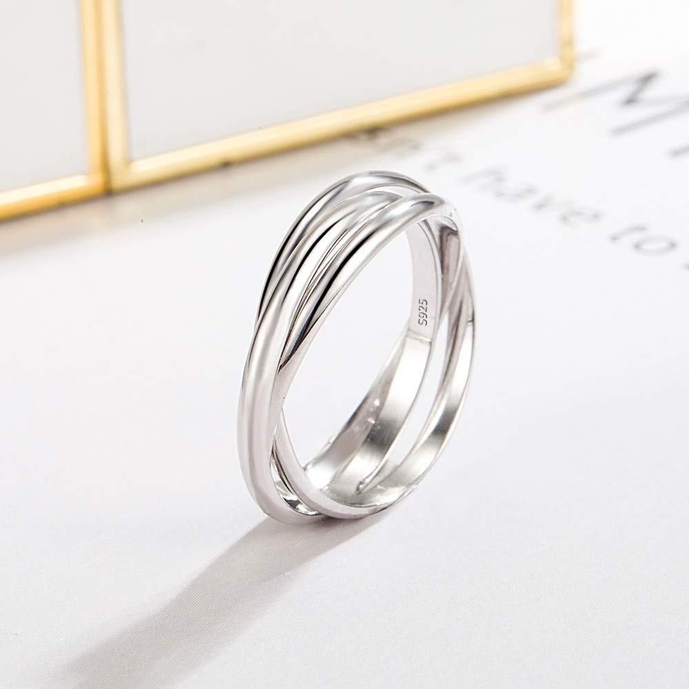 Dankadi Minimalist 100% 925 Silver Ring-Women's Sterling Silver Triple Ring Ring-Glamour Jewelry 5# -11# Cocktail Party Ring Unisex Accessories (9)