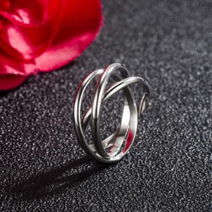 Dankadi Minimalist 100% 925 Silver Ring-Women's Sterling Silver Triple Ring Ring-Glamour Jewelry 5# -11# Cocktail Party Ring Unisex Accessories (9)