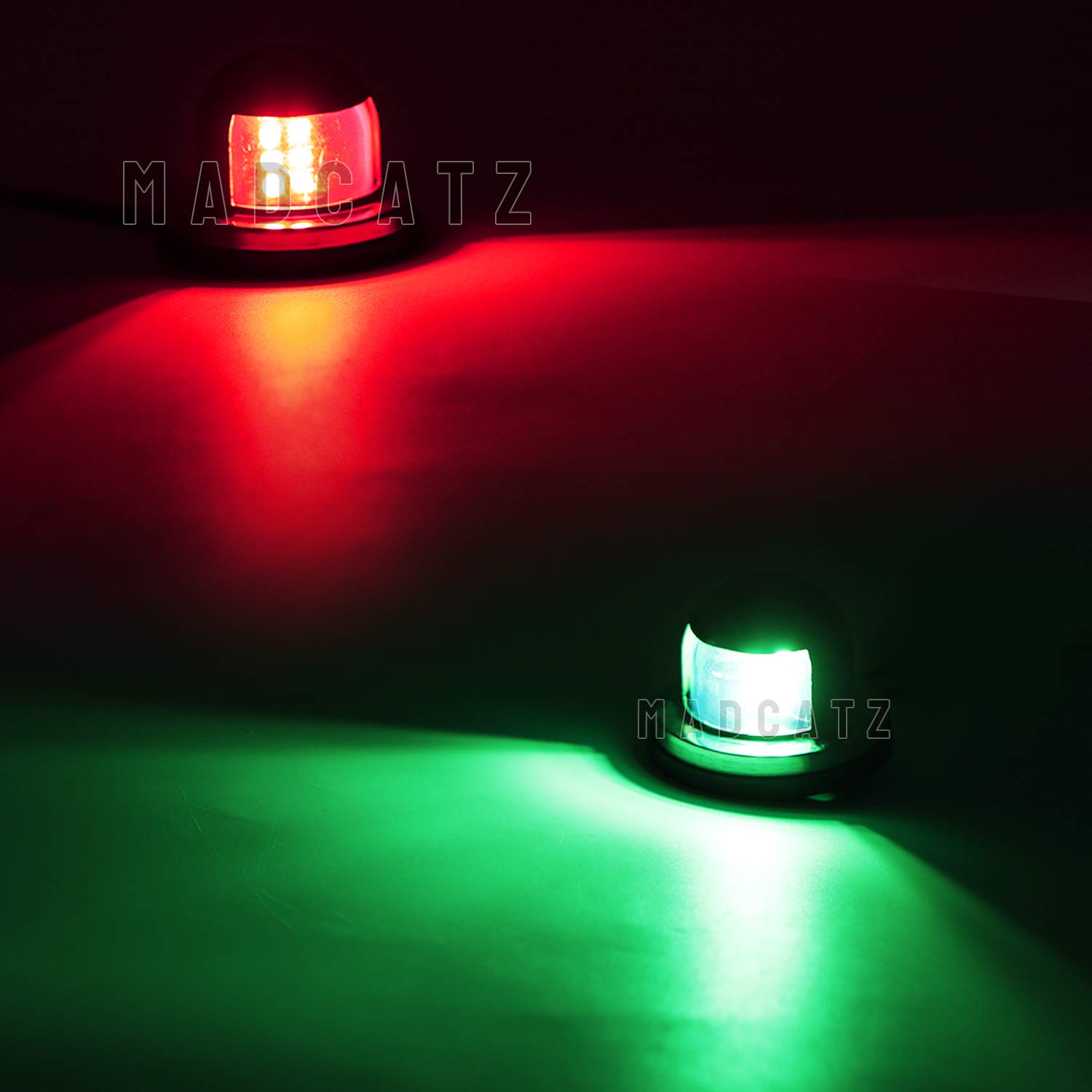 MADCATZ MIX Side Marker Light Assemblies Boat Interior Lights Red/Green 8 LED Port Starboard Stainless Steel Navigation Lights for Boat Ship Yacht 12V DC Waterproof Pack of 2