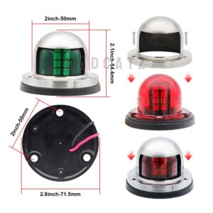 MADCATZ MIX Side Marker Light Assemblies Boat Interior Lights Red/Green 8 LED Port Starboard Stainless Steel Navigation Lights for Boat Ship Yacht 12V DC Waterproof Pack of 2