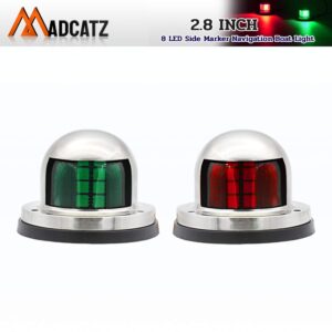 MADCATZ MIX Side Marker Light Assemblies Boat Interior Lights Red/Green 8 LED Port Starboard Stainless Steel Navigation Lights for Boat Ship Yacht 12V DC Waterproof Pack of 2