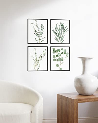 HAUS AND HUES Botanical Plant Wall Art Prints - Set of 4 Plant Decor Prints, Floral Kitchen Pictures, Flower Leaves Wall Art, Boho Leaf Eucalyptus Wall Décor (8x10, UNFRAMED)