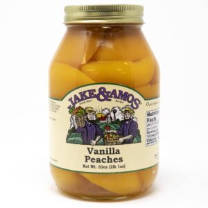 Jake & Amos Vanilla Peach Halves- Home-Made Style- Traditional Recipe- 33 oz. (2 Jars)