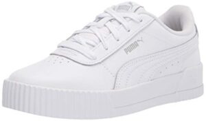 puma unisex child carina sneaker, puma white-puma white-gray violet, 7 big kid us