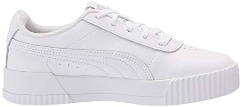 PUMA Unisex Child Carina Sneaker, Puma White-puma White-gray Violet, 7 Big Kid US