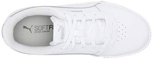 PUMA Unisex Child Carina Sneaker, Puma White-puma White-gray Violet, 7 Big Kid US