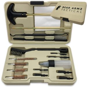 bear armz tactical universal handgun cleaning kit | american company | gun cleaning kit for calibers .22.357/9mm.38.40.45 | compatible with handguns, revolvers, and pistols | hard portable case