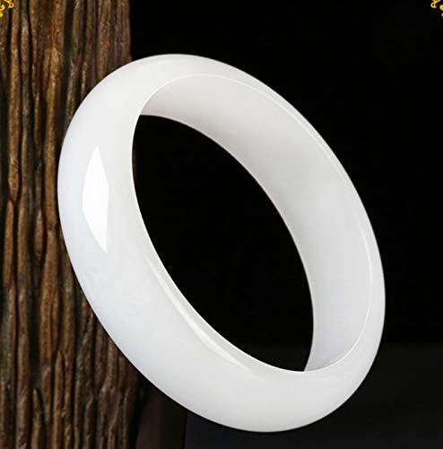 China Natural White Nephrite Jade Bracelets Bangle 52-64mm with Gift Box Free (61-62mm)