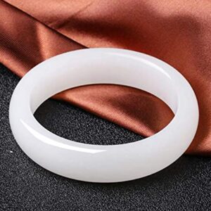 China Natural White Nephrite Jade Bracelets Bangle 52-64mm with Gift Box Free (61-62mm)