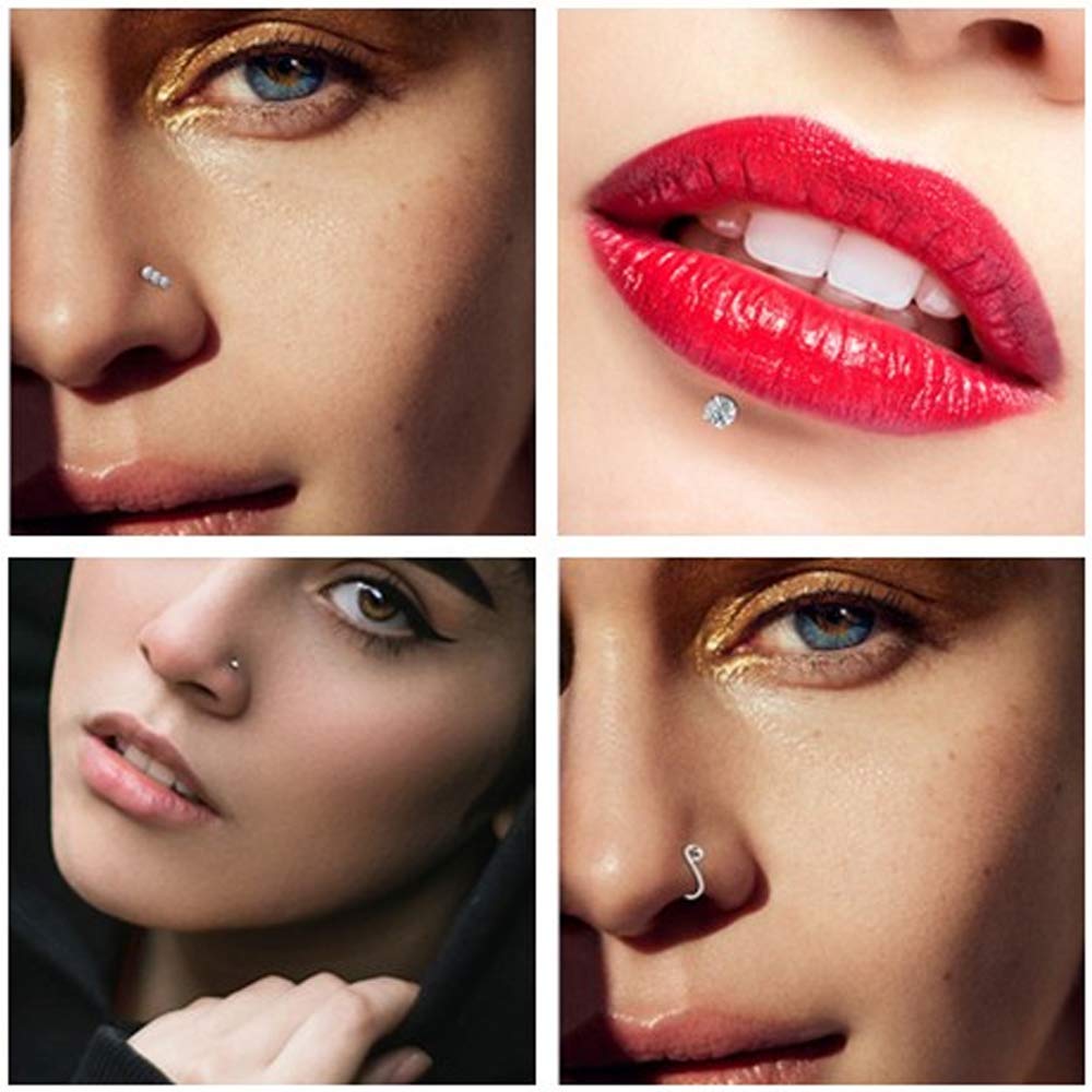 20G Rose Gold Surgical Steel Nose Studs L Shaped Nose Ring Hoop Nose Hoops for Women Men