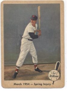 1959 fleer ted williams #50 march 1954 spring injury boston red sox mlb baseball card vg/ex very good/excellent