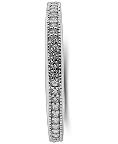 ORO LEONI 925 Sterling Silver Cubic Zirconia Stackable Ring. (SILVER-2, 8)