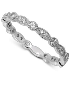 oro leoni 925 sterling silver cubic zirconia eternity band ring. 8