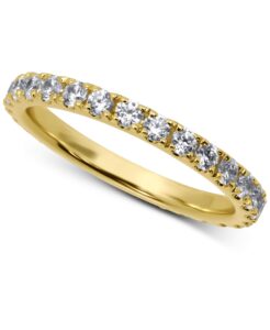 oro leoni 925 sterling silver cz eternity band ring - 14k silver, yellow and rose gold plated (yellow gold, 6)